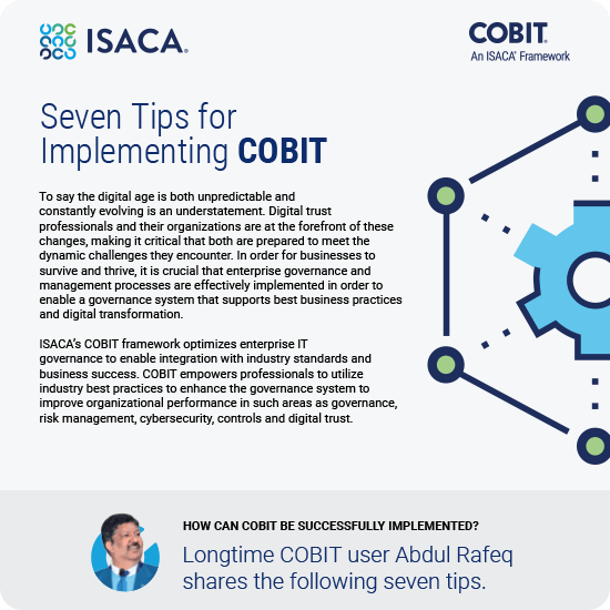 COBIT | Control Objectives for Information Technologies | ISACA